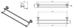 SAPHO 1318-11 Diamond dvojitý držák ručníků 60 cm, bronzová