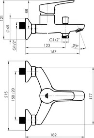 Olsen Spa Uno vanová baterie nástěnná s příslušenstvím barva bílá OLBAUN10KWNEW Koupelny Bernold