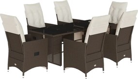 7dílný zahradní bistro set s poduškami hnědý polyratan 3276921