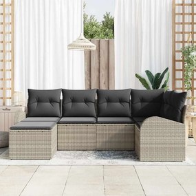 Set pohovek 6 ks Světle šedá polyratan 3354781