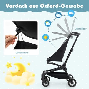 Costway Skládací kočárek s nastavitelnou a odnímatelnou stříškou Travel Buggy