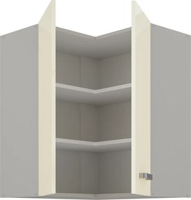KARMEN | horní kuchyňská skříňka 60x60 GN-72 2F (90°) rohová s policemi | 60x60 cm | světle šedá/krémová lesk