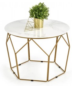 Konferenční stolek- MADISON- Zlatý/ Mramorový