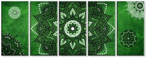 Pětidílný obraz mandala Green Velikost (šířka x výška): 125x50 cm