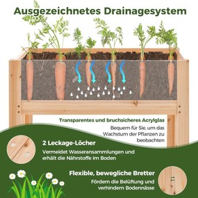 Costway 50 L vyvýšený záhon s drenážními otvory a průhlednými akrylátovými