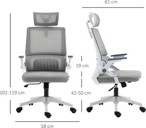 Ergonomická kancelářská židle Vinsetto s nastavitelnou opěrkou hlavy a područkami, výškově nastavitelnou otočnou židlí s funkcí houpání a síťovanou b…