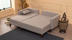 Hanah Home Dvoumístná pohovka BELLA krémová levá 205 cm s taburetem 825BLC1510