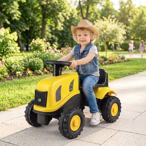 Costway Dětský traktor s přívěsem, klaksonem a ergonomickou sedačkou, 2-in