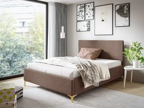 Eka Čalouněná postel SMART+ 140x200 cm Barva látky Trinity: Tmavě béžová (Trinity 2305), Úložný prostor: S dřevěným rámem úložného prostoru