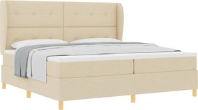 Postel s boxspringem s čelo Krémová 200 x 200 cm textil 3340779