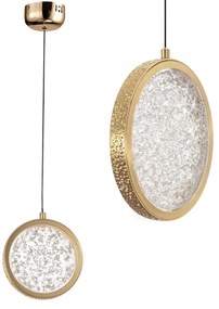 Toolight Toolight, LED křišťálový závěsný lustr, 10W, 3000K, LHJ100-1CP, zlatá, OSW-60045