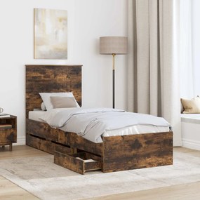 Rám postele s čelo Kouřový dub 75 x 190 cm Inženýrské dřevo 3411170