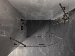 Mexen Lunar, půlkruhový sprchový kout naklápěcí doleva 90 x 70 cm, 8mm čiré sklo, grafitový profil, 833-090L-070P-95-00