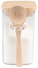 Skleněná dóza/ cukřenka s bambusovým víčkem a lžičkou – 250 ml