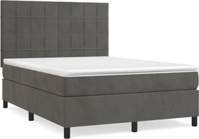 Box spring postel s matrací tmavě šedá 140x200 cm samet 3143026