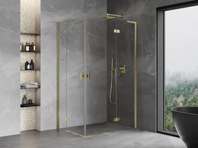Mexen Mist-H L Duo, 2-křídlý ​​sprchový kout 105 x 110 cm, čiré sklo, zlatý lesklý profil, 8A5L-105L-110P-50-00