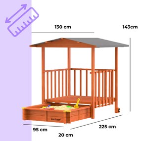 Jurhan Pískoviště s verandou SUNNY, 130x130x143cm, hnědá/šedá
