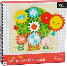 Petit Collage Puzzle ozubená kolečka stromeček / od 18 měsíců
