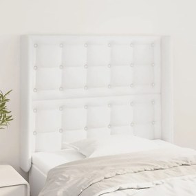 Čelo postele typu ušák bílé 83x16x118/128 cm umělá kůže 3119653