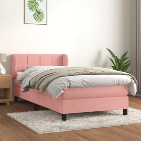 Box spring postel s matrací růžová 90x200 cm samet 3127474