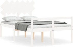 Postel s čelem pro seniory bílý Double masivní dřevo 3195522