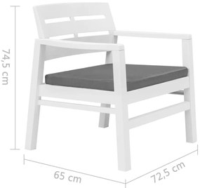 vidaXL Marketos 3dílná zahradní sedací souprava bílá plast