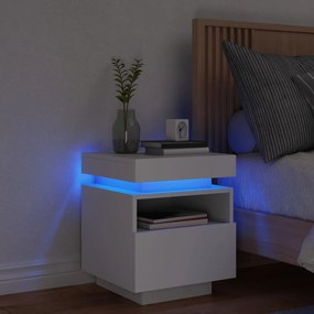 vidaXL Noční stolek s LED osvětlením bílý 40 x 39 x 48,5 cm