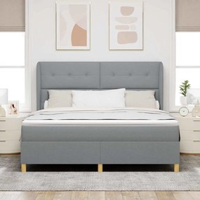 Postel s boxspringem s čelo Světle šedá 200 x 180 cm textil 3340767