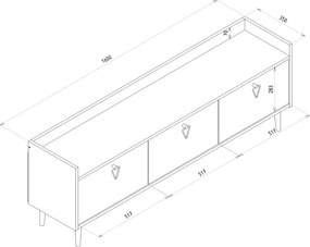 TV stolek PIENA 160 cm, antracitový