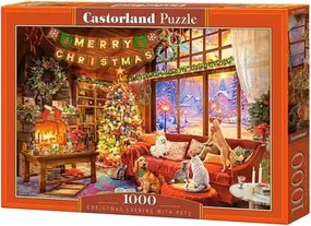 Castorland 105588-2 Puzzle Štědrý večer s domácími mazlíčky / 1000 díl