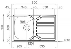 Dřez Sinks Okio 800, matný nerez