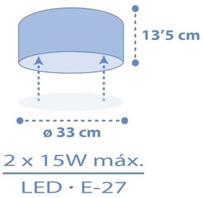 Dalber 42006T - Dětské stropní svítidlo COLOR LIGHT 2xE27/15W/230V modrá