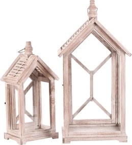 Set dvou dřevěných luceren bílý DA209 WT (2 ks)