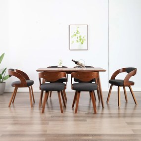 Jídelní židle 6 ks tmavě šedé ohýbané dřevo a textil,  278843