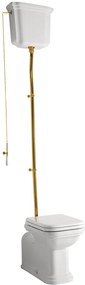 Kerasan, WALDORF WC mísa s nádržkou, spodní/zadní odpad, bílá-bronz, WCSET20-WALDORF