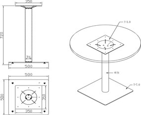 Konferenční stolek ENZO, 80x80 cm, bílá podnož, šedá