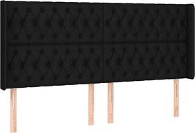 Čelo postele s LED černé 203 x 16 x 118/128 cm textil 3124408