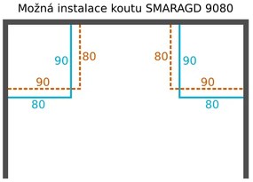 ARTTEC Sprchový kout obdélníkový SMARAGD 90 x 80 x 195 cm čiré sklo