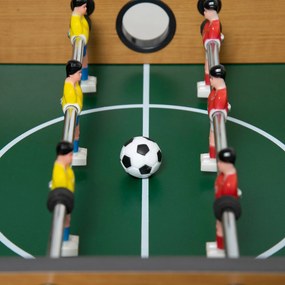 HOMCOM Stolní fotbálek pro děti od 6 let, dřevěná fotbalová hra se 2 míči, 6 úchyty, 2 ukazateli skóre a 18 hráči, 69x36,5x22 cm, přirozené