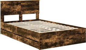 Rám postele s čelo Kouřový dub 135 x 190 cm Inženýrské dřevo 3407995