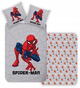 Dětské bavlněné licenční povlečení Spiderman Marvel 140x200cm / 70x90cm šedé