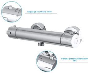 Gamma Termo, termostatická sprchová baterie se spodním 1/2" připojením sprchy, chromová, GMA-BTO-CH