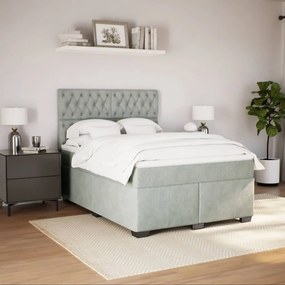 Box spring postel s matrací světle šedá 160x200 cm samet 3293260