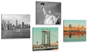 Set obrazů zajímavá kombinace města New York - 4x 40x40 cm