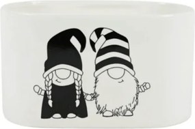 Vánoční květináč GNOME LOVE keramický 19,5x11 cm, bílý
