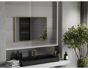 Mexen Loft, obdélníkové koupelnové zrcadlo 90 x 60 cm, barva rámu zlatá lesklá, 9852-090-060-000-50