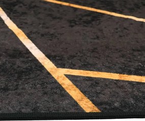 Koberec pratelný černý a zlatý 80 x 150 cm 136615