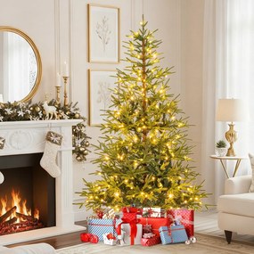 Costway 180 cm Umělý vánoční stromeček s 250 Vícebarevná LED světla Umělý