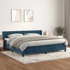 Box spring postel s matrací tmavě modrá 200x200 cm samet 3131163