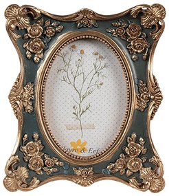 Černo - zlatý fotorámeček s ornamenty růží - 11*2*13 cm / 6*9 cm
